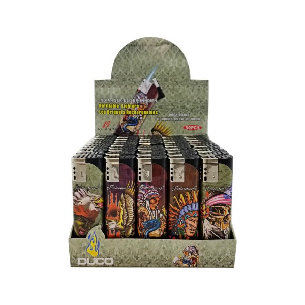 Torch Deluxe Lighter - Indian (Display of 50) - Chelax Canadian Hookahs ...