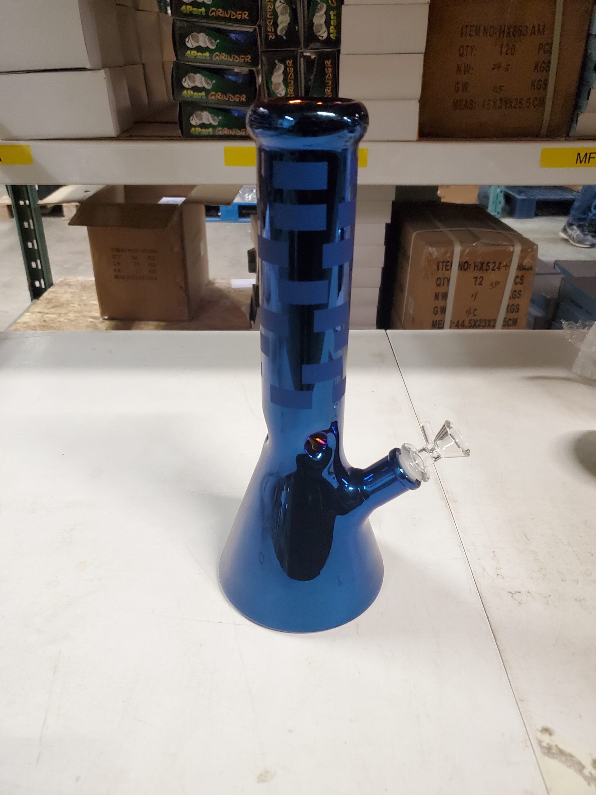 Glass Bong 12" Water Pipe - Blue Blocks with Ice Catcher - Chelax ...