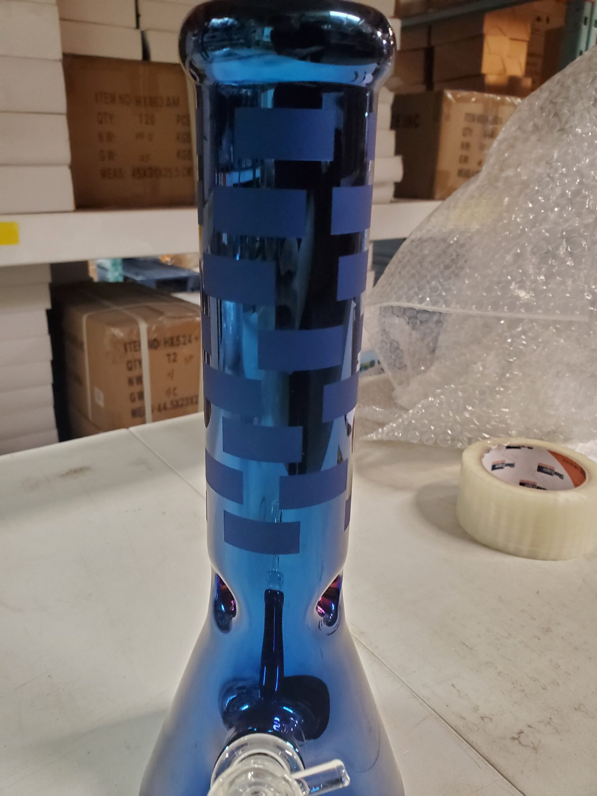 Glass Bong 12" Water Pipe - Blue Blocks with Ice Catcher - Chelax ...