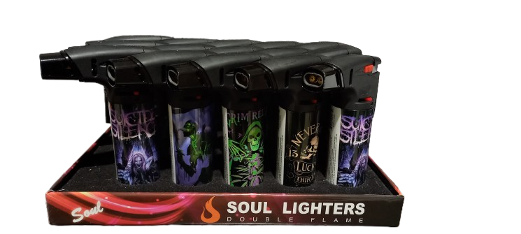 Soul Double Torch Lighter- GREEN ALIEN (Display of 15) - Chelax ...