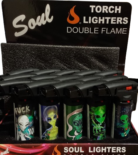 Soul Double Torch Lighter - ALIEN (Display of 15) - Chelax Canadian ...